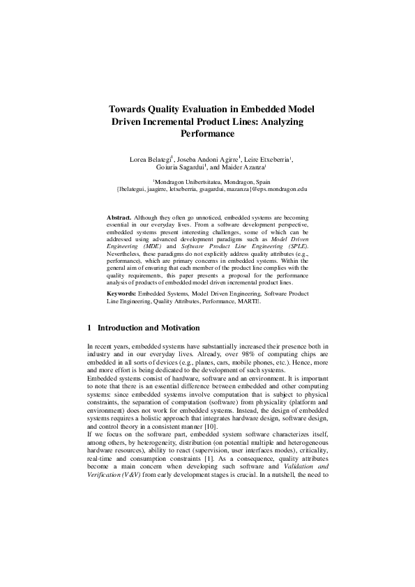 (PDF) Towards Quality Evaluation in Embedded Model Driven Incremental ...