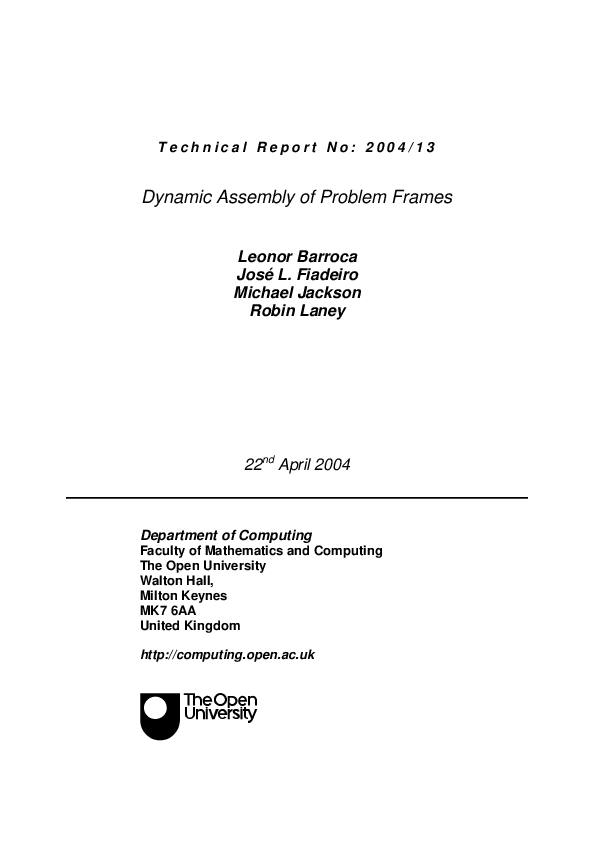 (PDF) Dynamic Assembly of Problem Frames