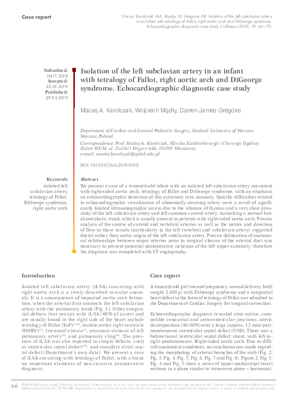 (PDF) Isolation of the left subclavian artery in an infant with tetralogy of Fallot, right ...