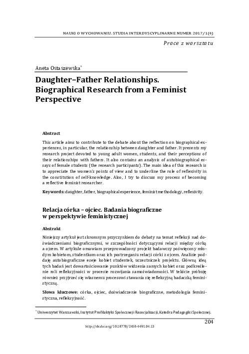 (PDF) Daughter–Father Relationships. Biographical Research from a ...