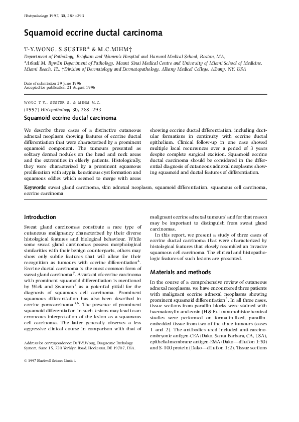(PDF) Squamoid eccrine ductal carcinoma