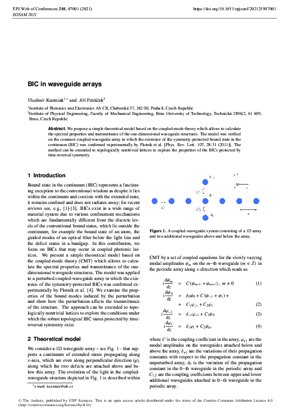 (PDF) BIC in waveguide arrays