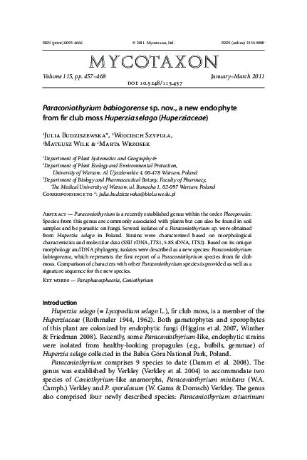 (PDF) Paraconiothyrium babiogorense sp. nov., a new endophyte from fir ...