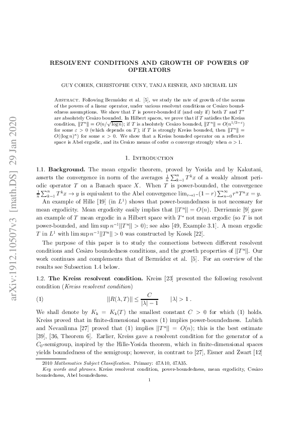 (PDF) Resolvent conditions and growth of powers of operators