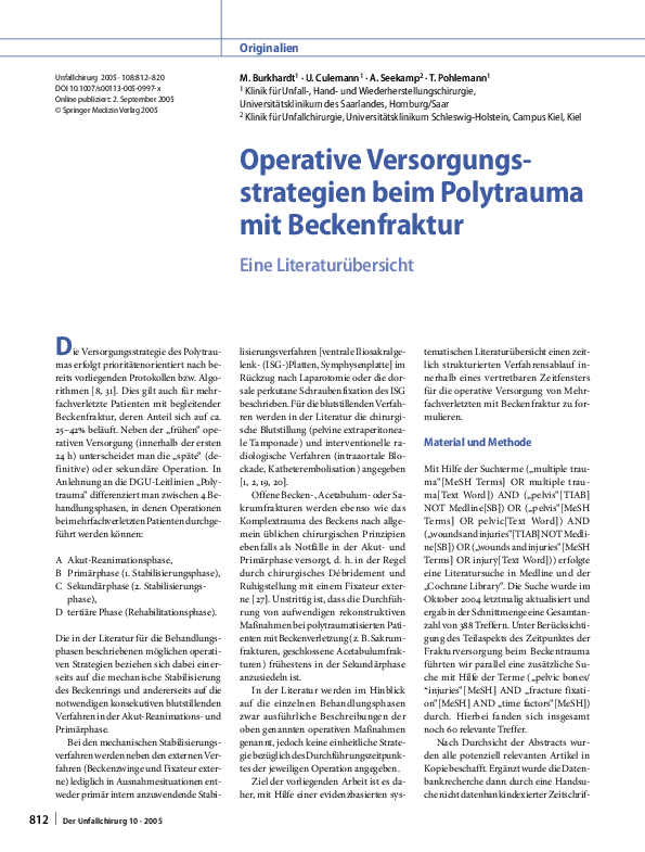 (PDF) Operative Versorgungsstrategien beim Polytrauma mit Beckenfraktur ...