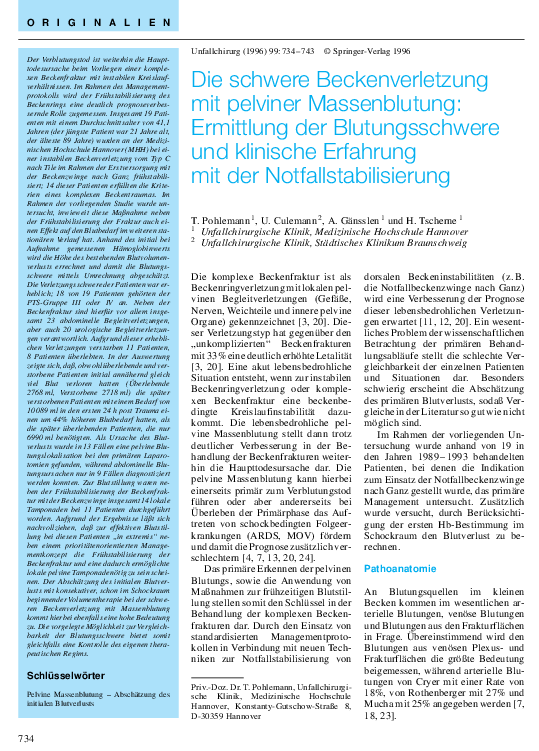 (PDF) Die schwere Beckenverletzung mit pelviner Massenblutung ...