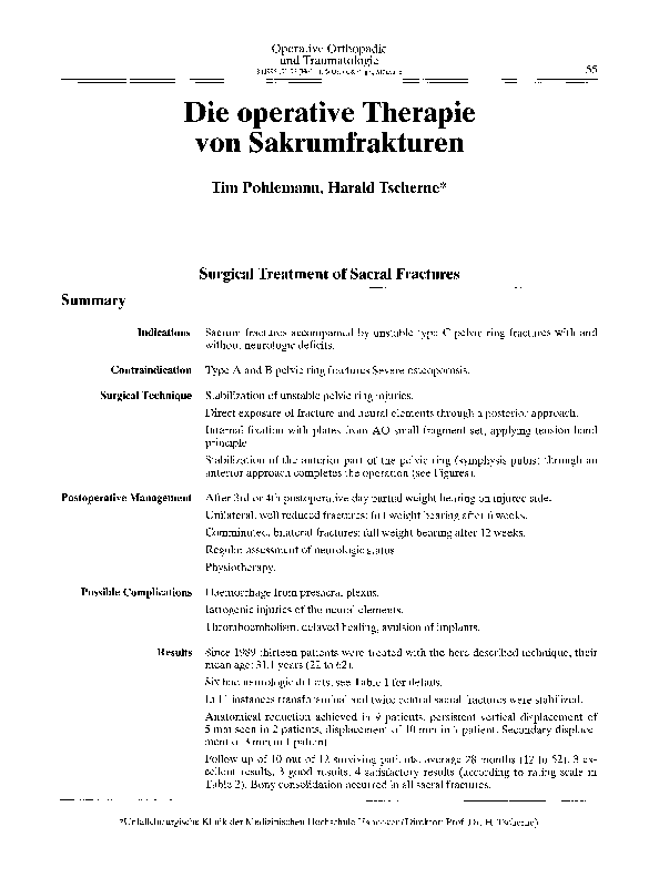 (PDF) Die operative Therapie von Sakrumfrakturen