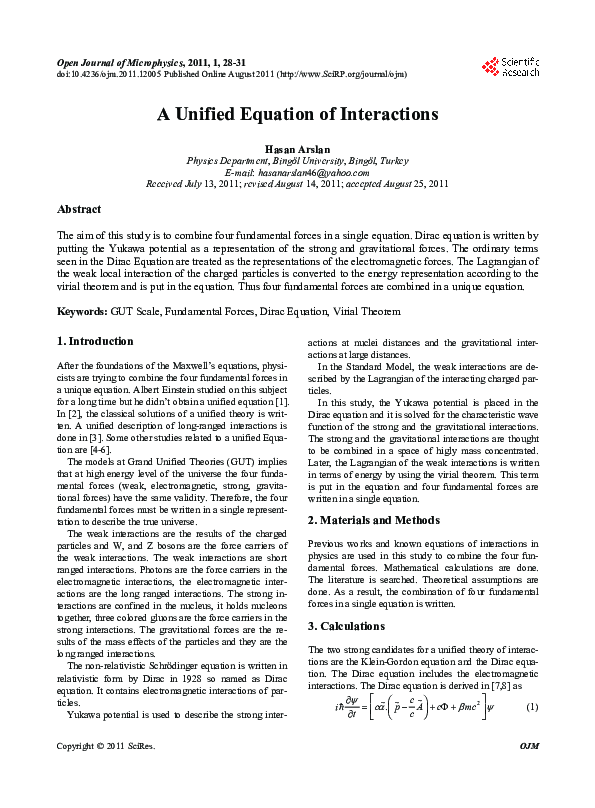 (PDF) A Unified Equation of Interactions
