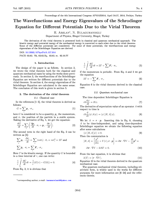 (PDF) The Wavefunctions and Energy Eigenvalues of the Schrodinger ...