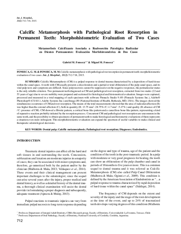 (PDF) Calcific Metamorphosis with Pathological Root Resorption in ...