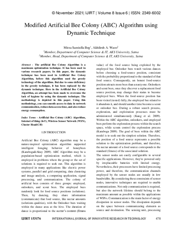 (PDF) Modified Artificial Bee Colony (ABC) Algorithm using Dynamic ...