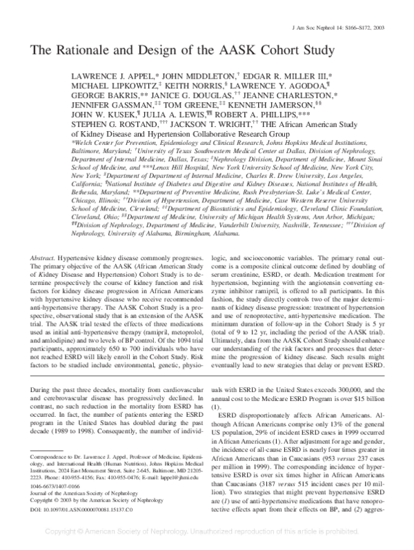 (PDF) The rationale and design of the AASK cohort study | Jackson ...
