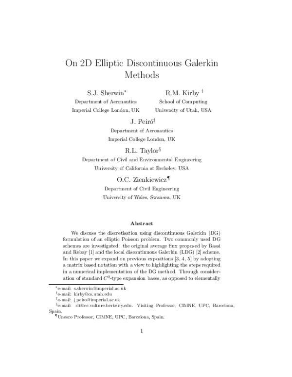 (PDF) On 2D elliptic discontinuous Galerkin methods