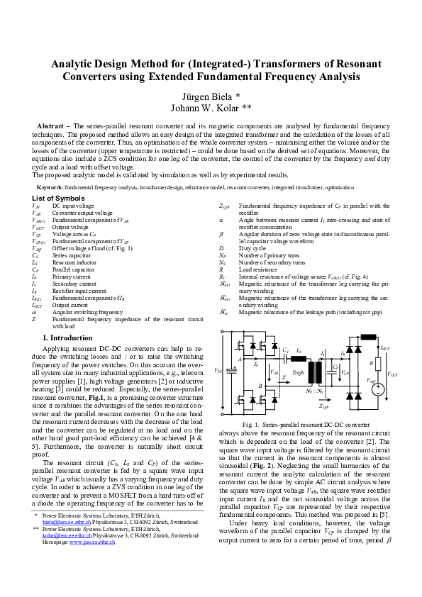 (PDF) Analytic design method for (integrated-) transformers of resonant converters using ...