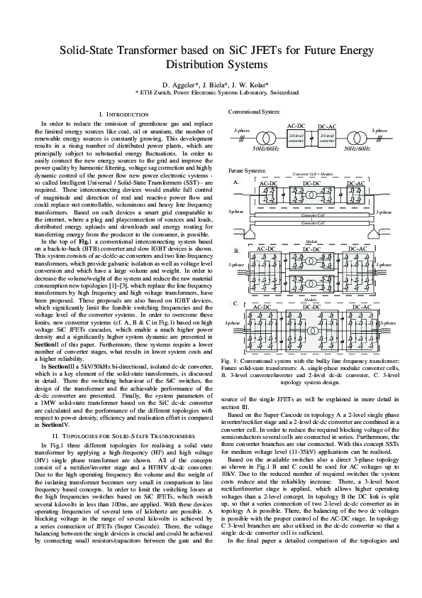 (PDF) Solid-State Transformer based on SiC JFETs for Future Energy Distribution Systems