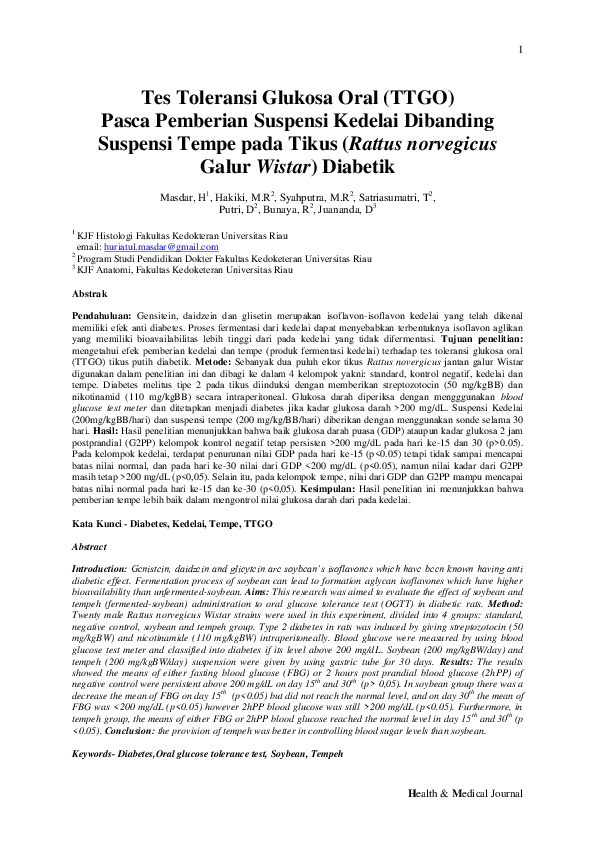 (PDF) Tes Toleransi Glukosa Oral (TTGO) Pasca Pemberian Suspensi ...