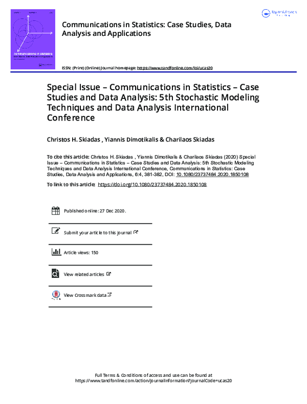 (PDF) Special Issue – Communications in Statistics – Case Studies and Data Analysis: 5th ...