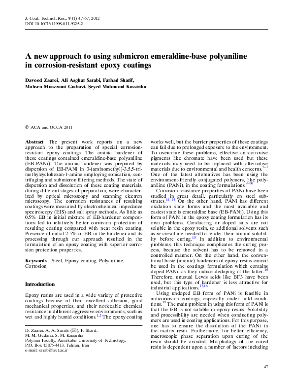 (PDF) A new approach to using submicron emeraldine-base polyaniline in ...