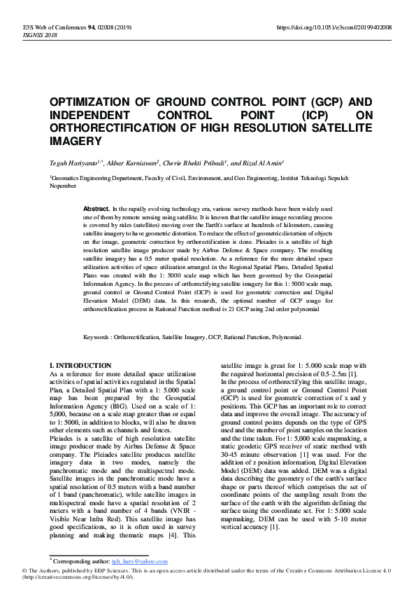 (PDF) Optimization of Ground Control Point (GCP) and Independent ...