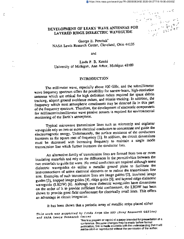 (PDF) Development of leaky wave antennas for layered ridge dielectric waveguide