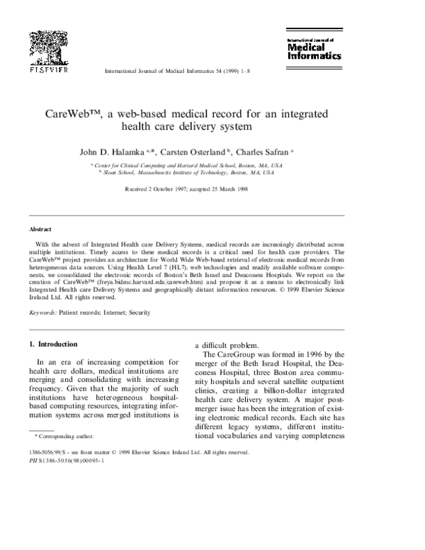 (PDF) CareWeb, a web-based medical record for an integrated healthcare ...