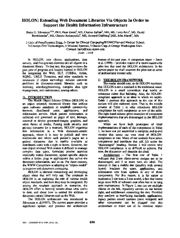 (PDF) HOLON: extending Web document libraries via objects in order to support the health ...