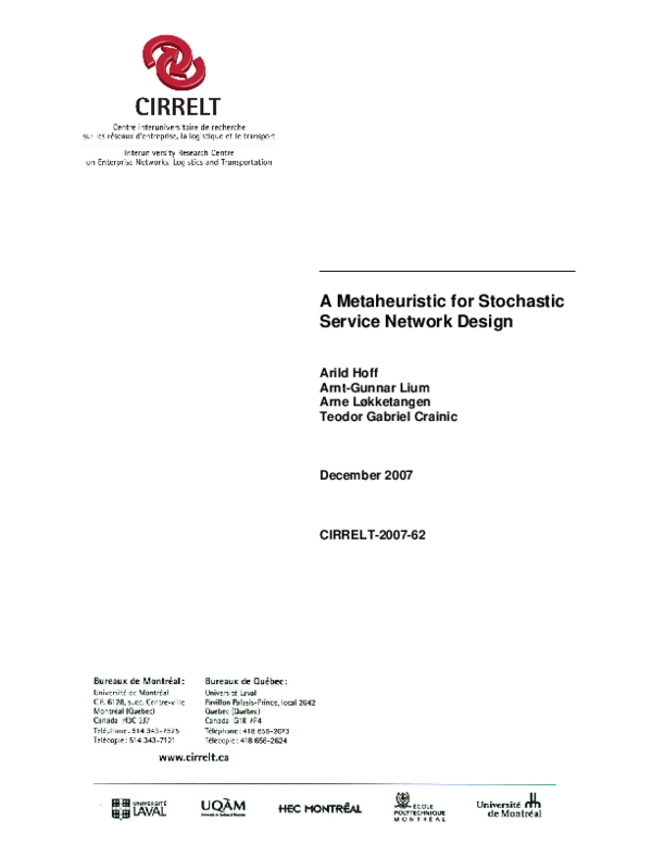 (PDF) A metaheuristic for stochastic service network design