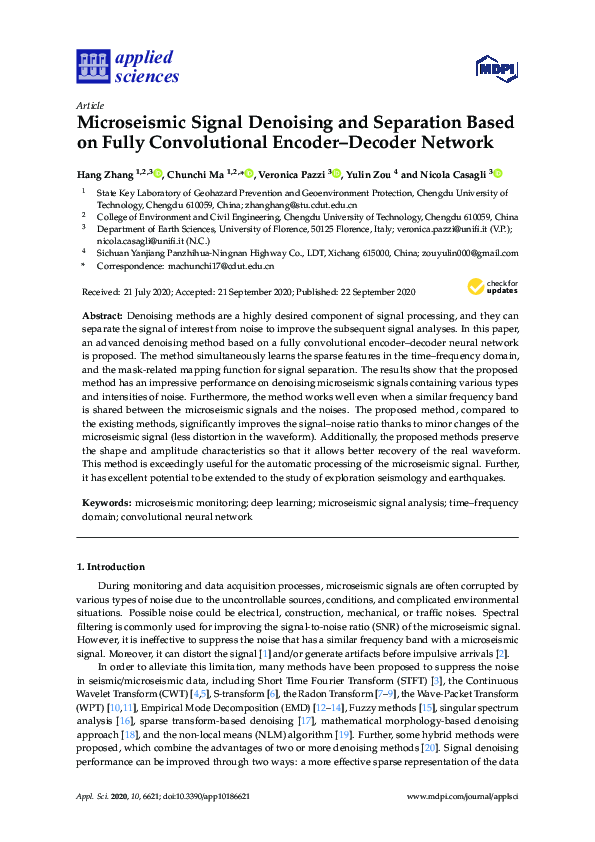 Pdf Microseismic Signal Denoising And Separation Based On Fully Convolutional Encoderdecoder
