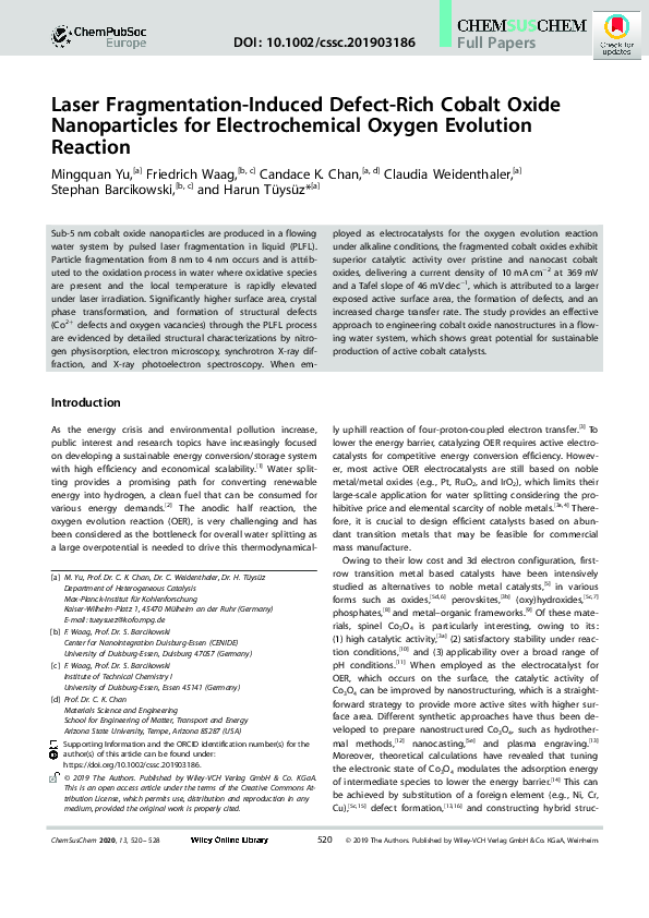 (PDF) Laser Fragmentation‐Induced Defect‐Rich Cobalt Oxide ...