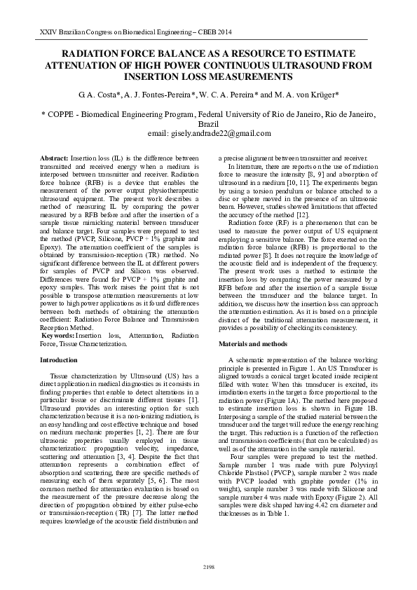 (PDF) Radiation Force Balance as a Resource to Estimate Attenuation of ...