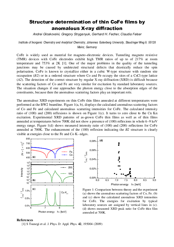 (PDF) Structure determination of thin CoFe films by anomalous x-ray ...
