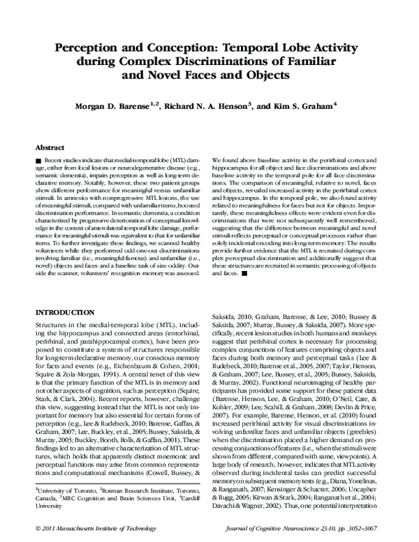 (PDF) Perception and conception: temporal lobe activity during complex ...