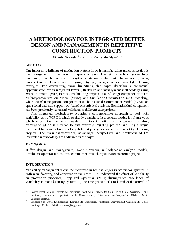 (PDF) A methodology for integrated buffer design and management in ...