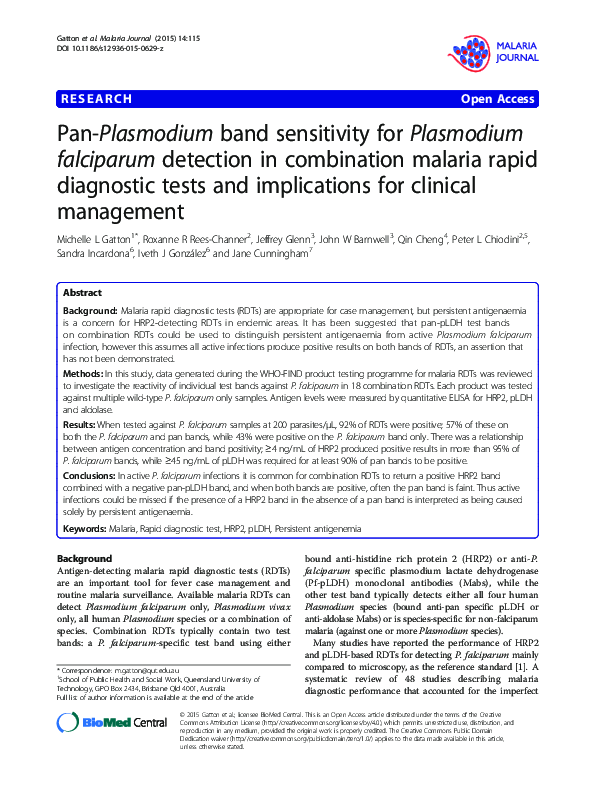 (PDF) Pan-Plasmodium band sensitivity for Plasmodium falciparum ...