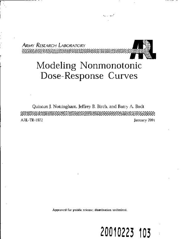 Pdf Modeling Nonmonotonic Dose Response Curves
