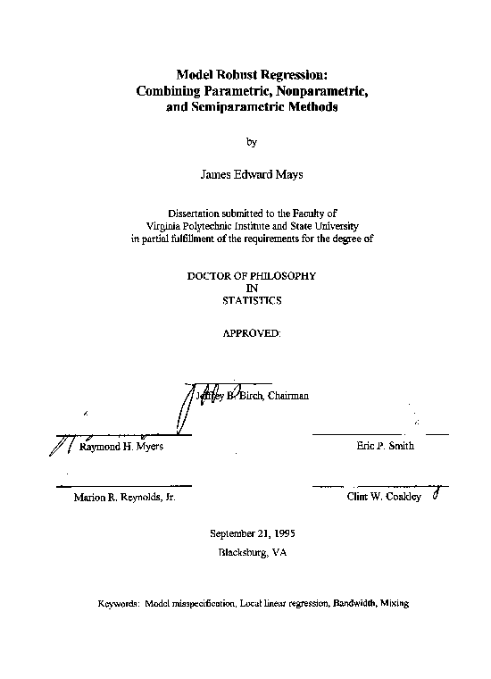 (PDF) Model robust regression: combining parametric, nonparametric, and semiparametric methods
