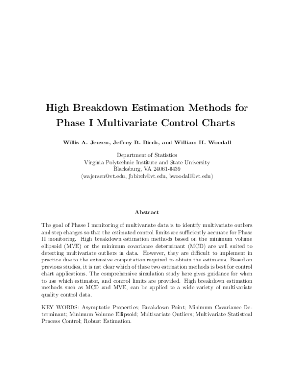 (PDF) High breakdown estimation methods for Phase I multivariate control charts | J. Birch ...