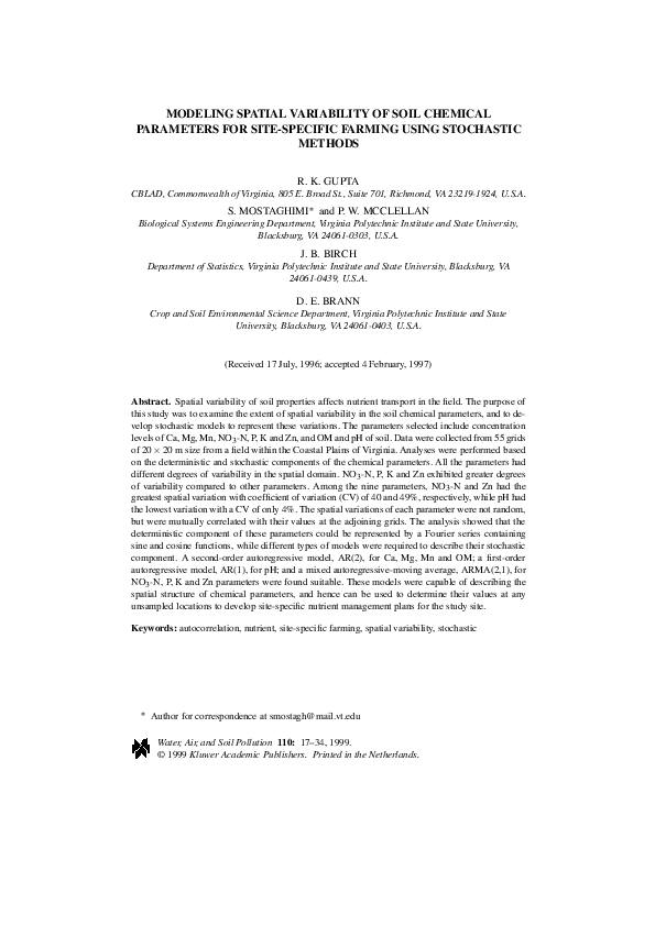 (PDF) Modeling Spatial Variability of Soil Chemical Parameters for Site ...