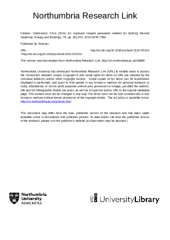 (PDF) An improved lumped parameter method for building thermal modelling