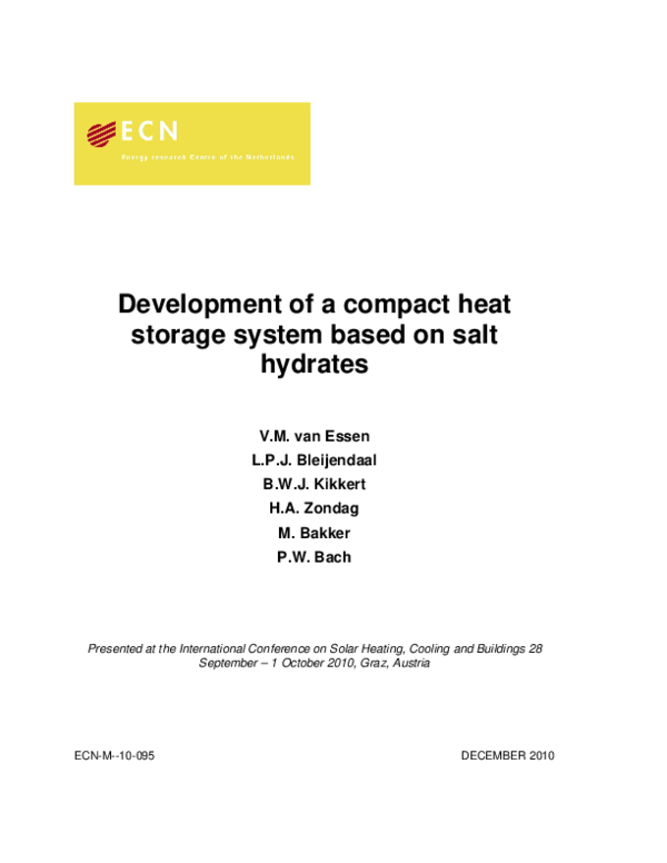 (PDF) Development of a compact heat storage system based on salt hydrates