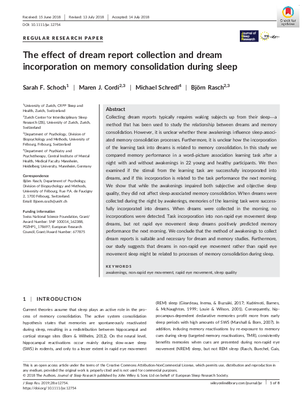 (PDF) The effect of dream report collection and dream incorporation on ...
