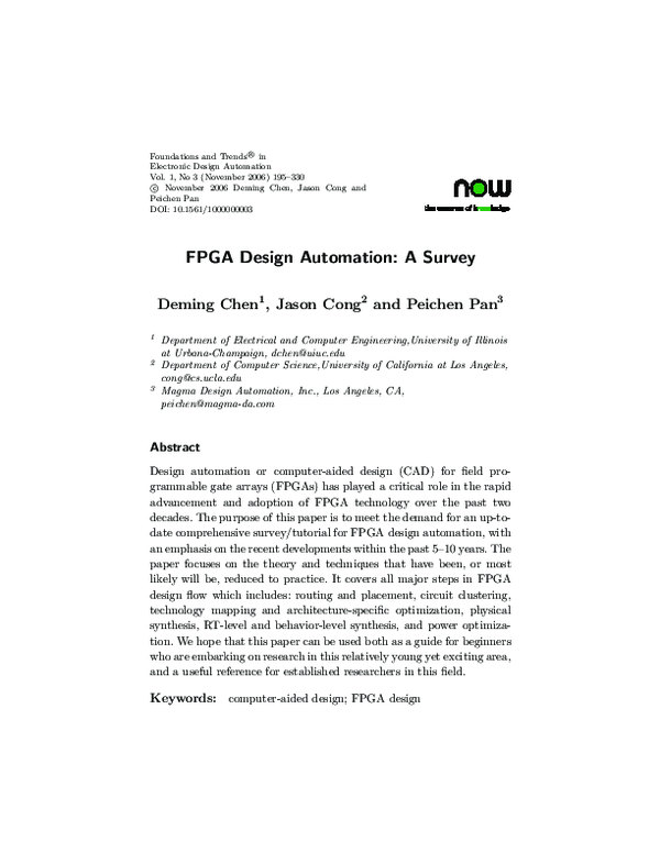 (PDF) FPGA Design Automation: A Survey