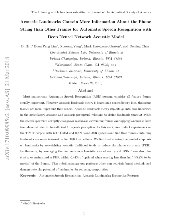 (PDF) Acoustic landmarks contain more information about the phone string than other frames for ...