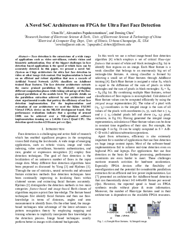 (PDF) A novel SoC architecture on FPGA for ultra fast face detection