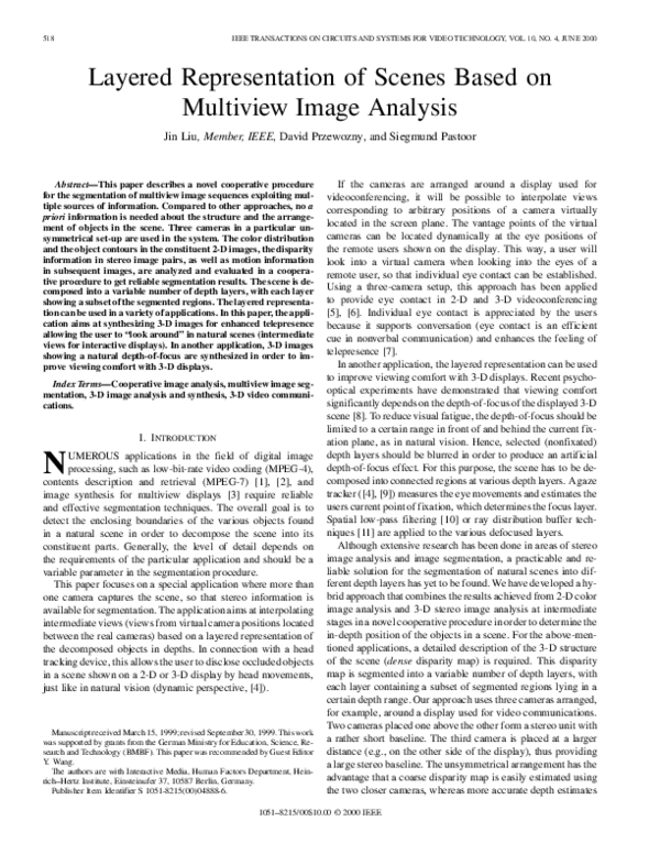 (PDF) Layered representation of scenes based on multiview image analysis