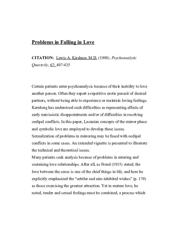 (DOC) Problems in falling in love