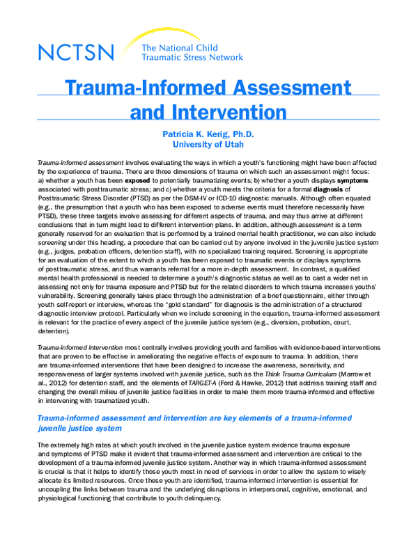(PDF) Trauma-informed assessment and intervention