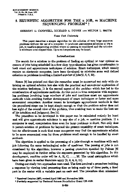 (PDF) A heuristic algorithm for the n job, m machine sequencing problem