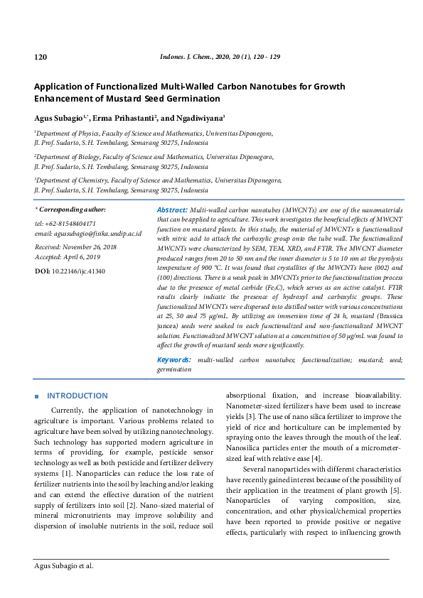 (PDF) Application of Functionalized Multi-Walled Carbon Nanotubes for Growth Enhancement of ...