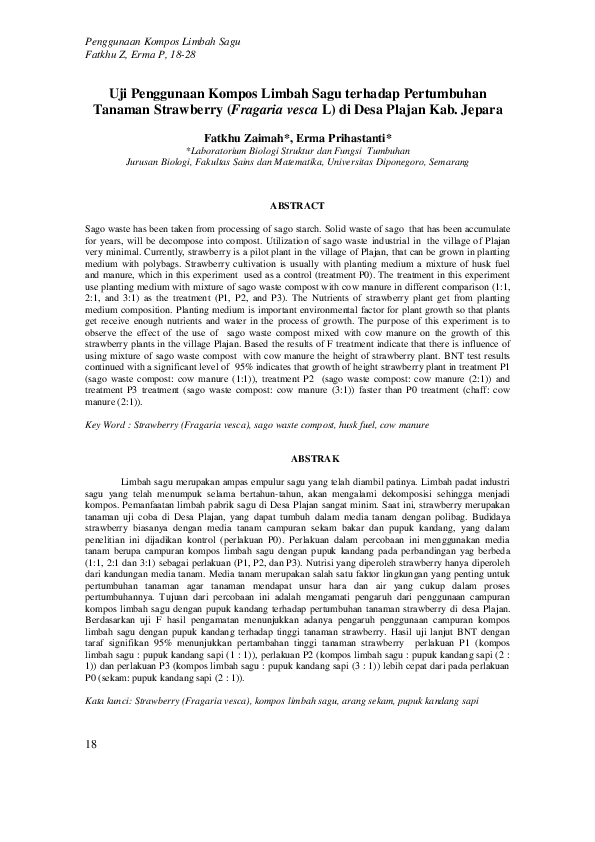 (PDF) Uji Penggunaan Kompos Limbah Sagu terhadap Pertumbuhan Tanaman ...